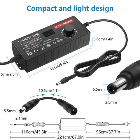 SHNITPWR 4V - 12V Power Supply 10A 120W AC to DC Adapter DC 4V 4.5V 5V 6V 7V 8V 9V 10V 11V 12V ...